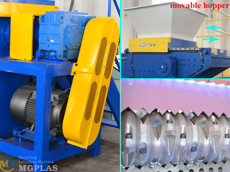 Efficient Single Shaft Plastic Film Shredder with Coupler and Movable ...